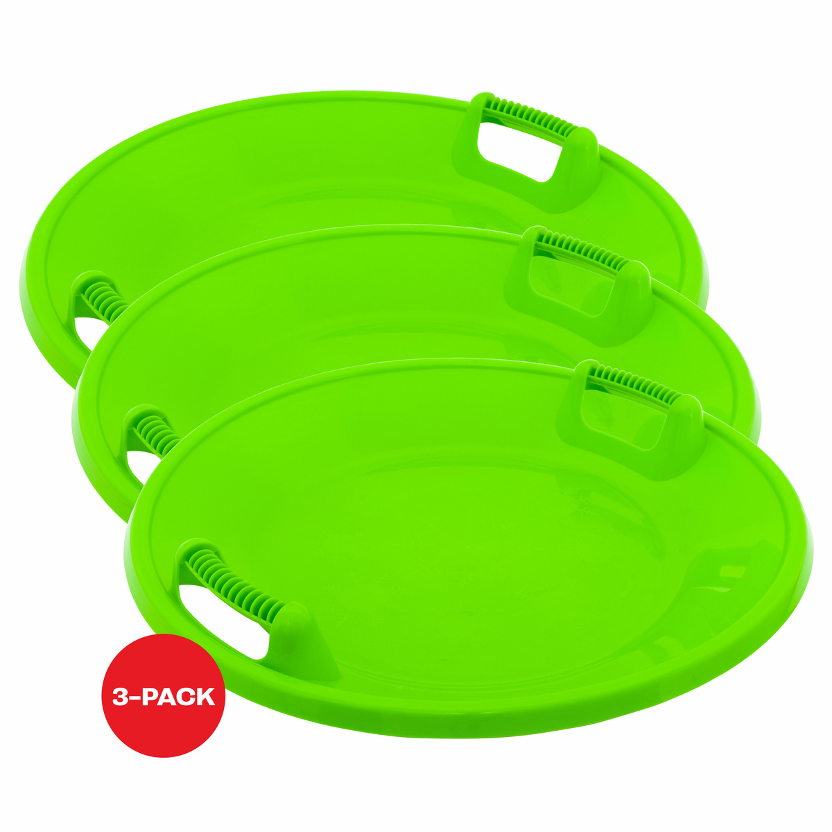 Classic Snow Disc Sled | Plastic Snow Saucer Sled - 3-Pack